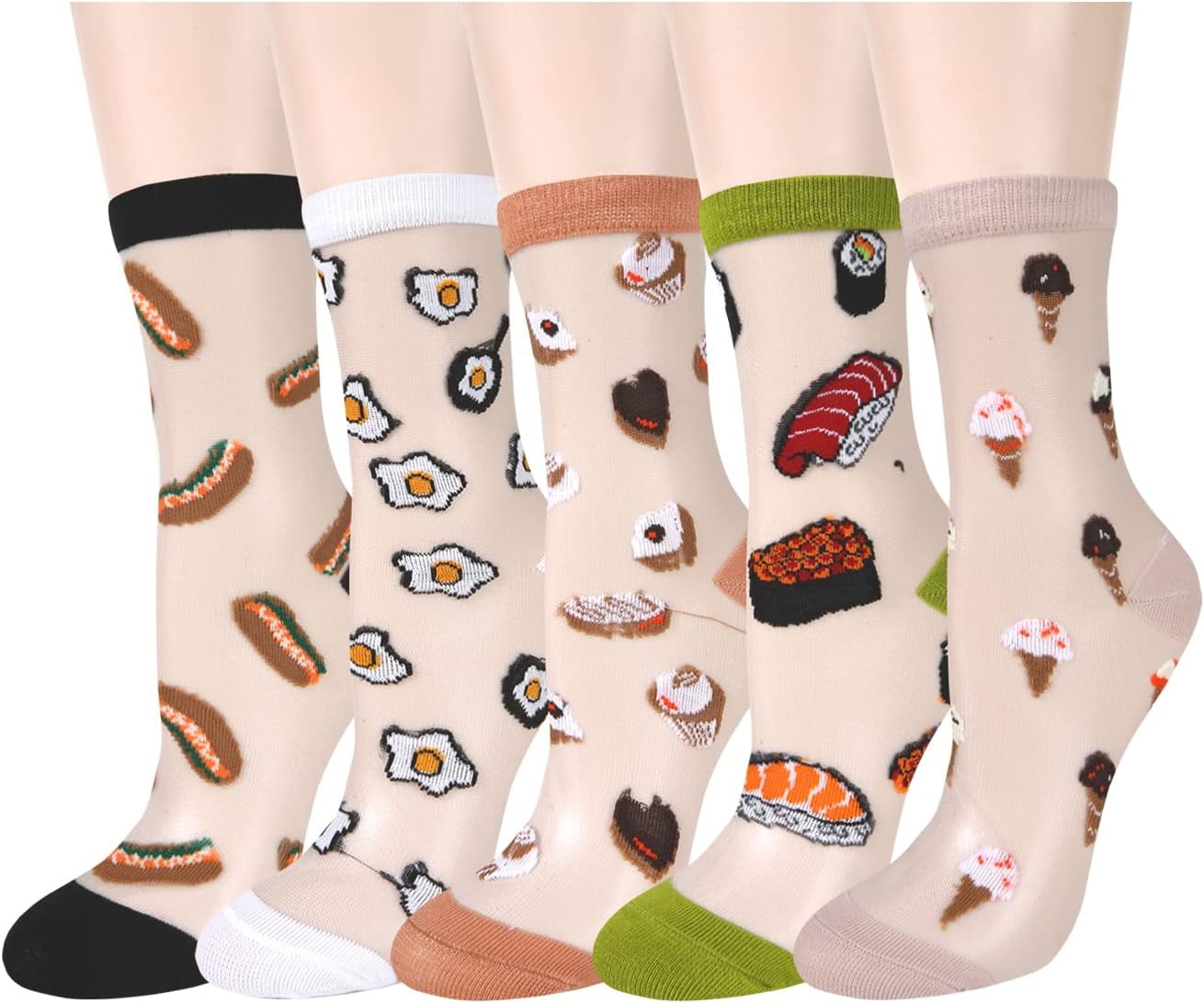 PTSPLLMY Sox Womens Girls Sheer Socks Mesh Lace Crew Socks Transparent ...