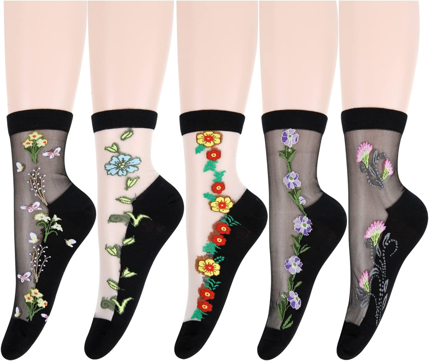 PTSPLLMY Sox Womens Girls Sheer Socks Mesh Lace Crew Socks Transparent ...