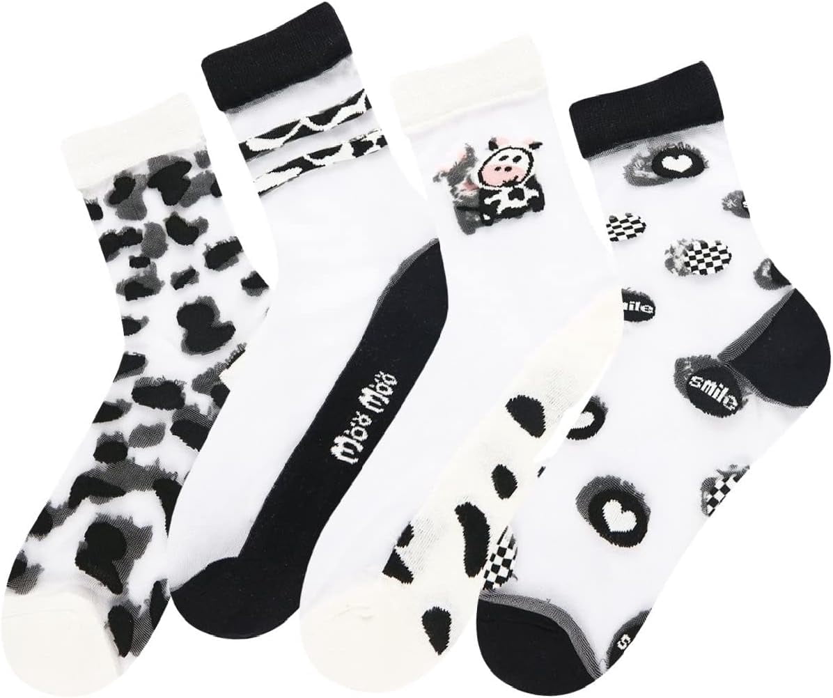 PTSPLLMY Sox Womens Girls Sheer Socks Mesh Lace Crew Socks Transparent ...