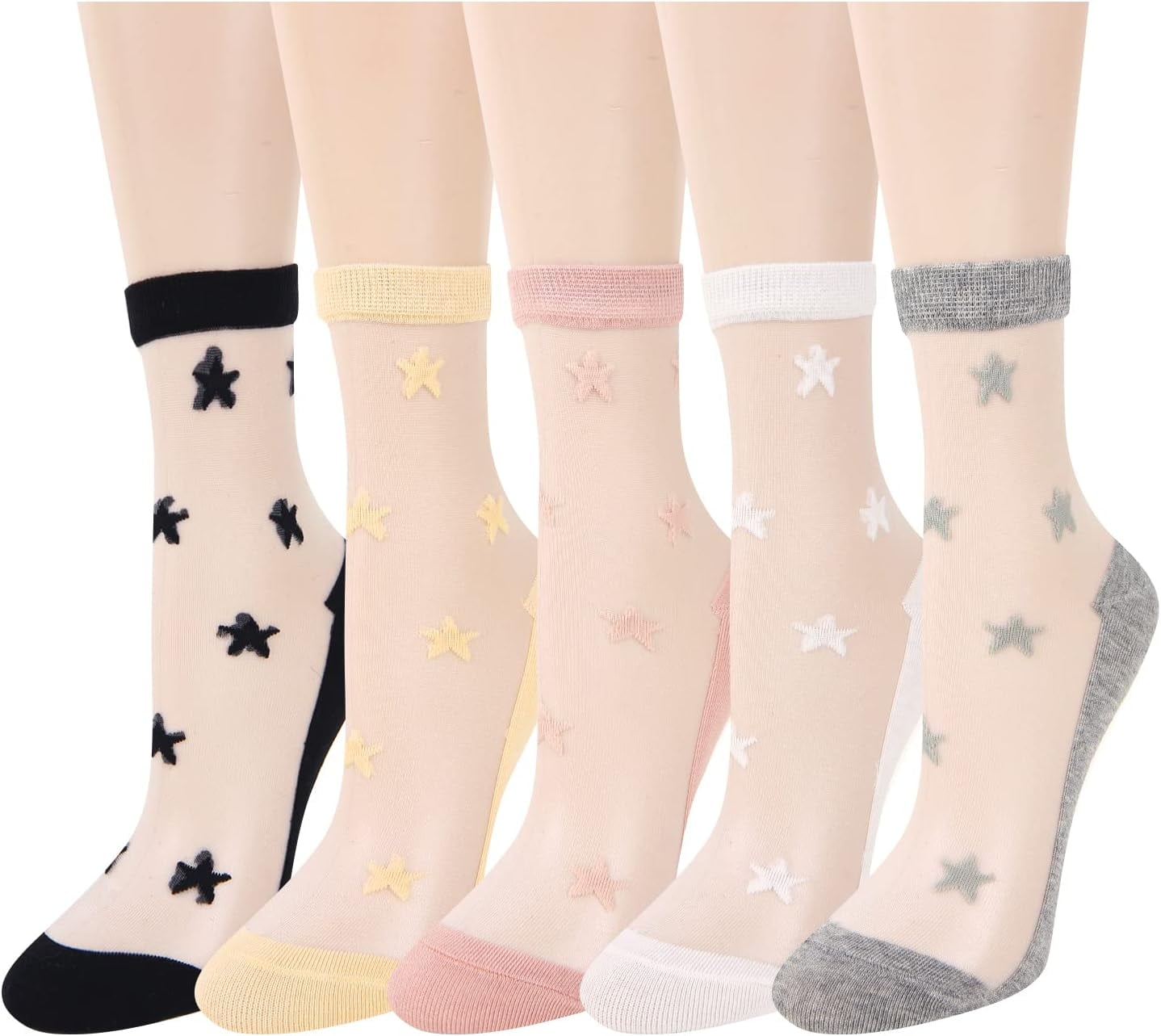 PTSPLLMY Sox Womens Girls Sheer Socks Mesh Lace Crew Socks Transparent ...