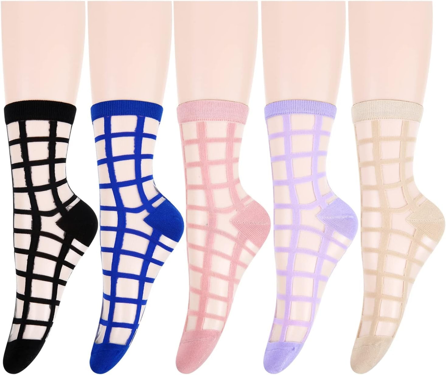 PTSPLLMY Sox Womens Girls Sheer Socks Mesh Lace Crew Socks Transparent ...