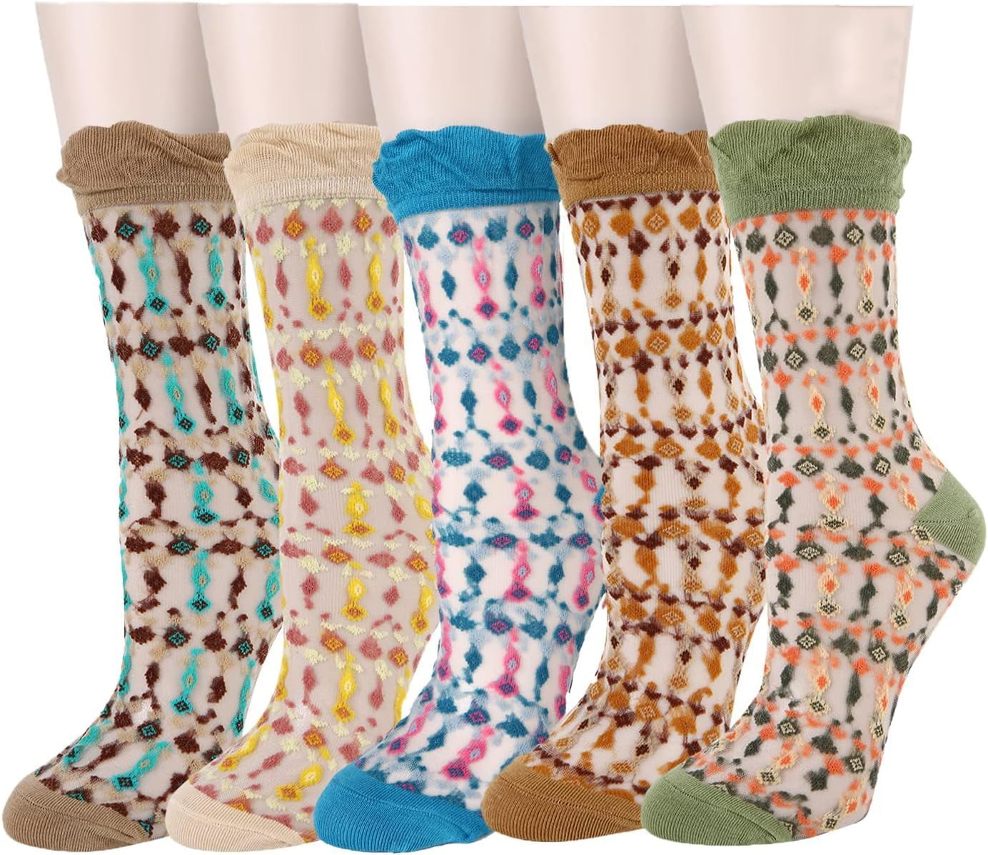 CHUNTIAN Sox Womens Ruffle Socks Cute Fancy Crew Socks Frilly Dress ...