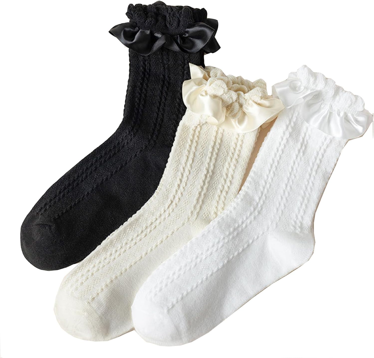 CHUNTIAN Sox Womens Ruffle Socks Cute Fancy Crew Socks Frilly Dress ...