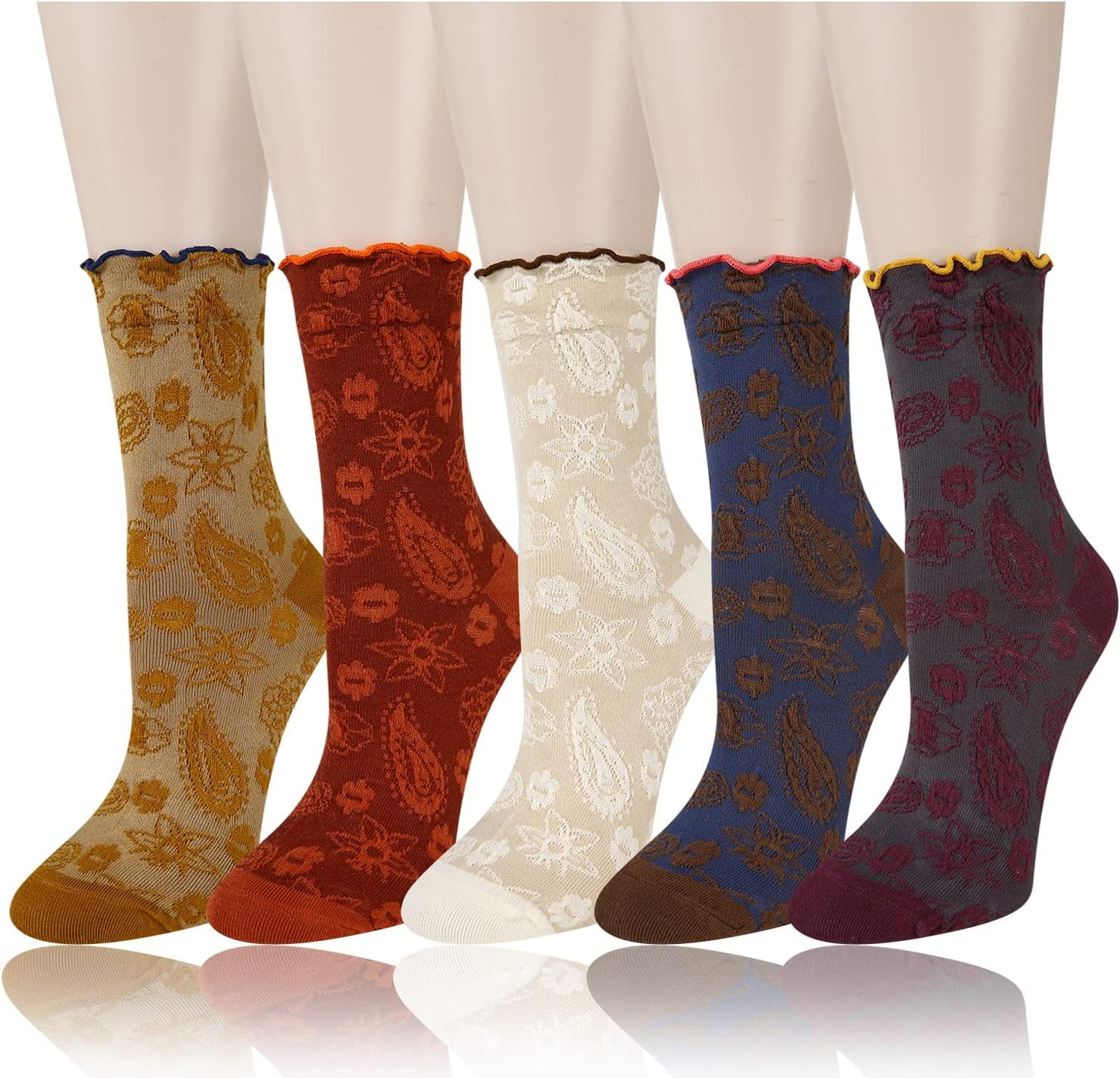 CHUNTIAN Sox Womens Ruffle Socks Cute Fancy Crew Socks Frilly Dress ...