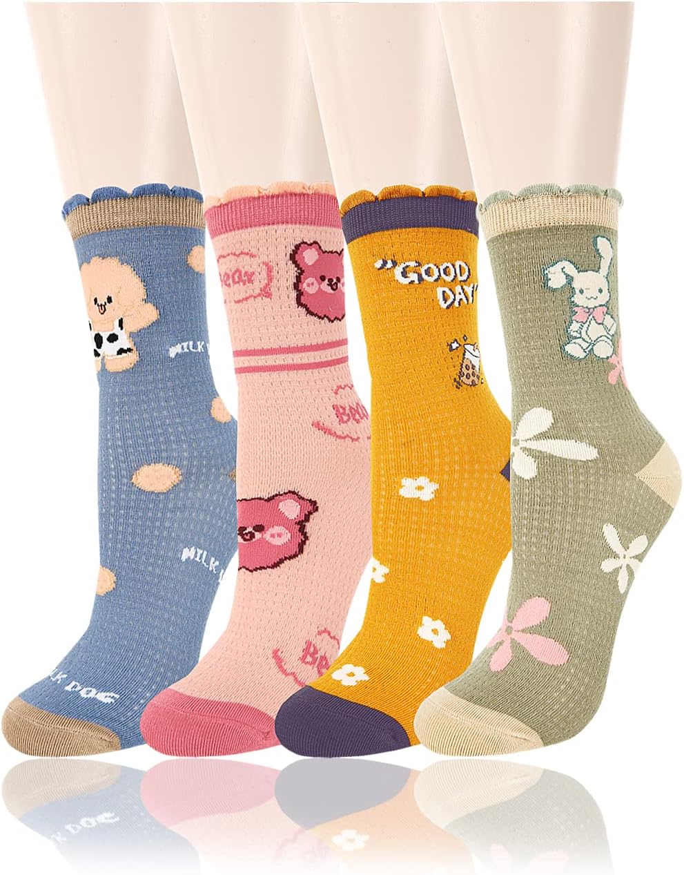 CHUNTIAN Sox Womens Ruffle Socks Cute Fancy Crew Socks Frilly Dress ...