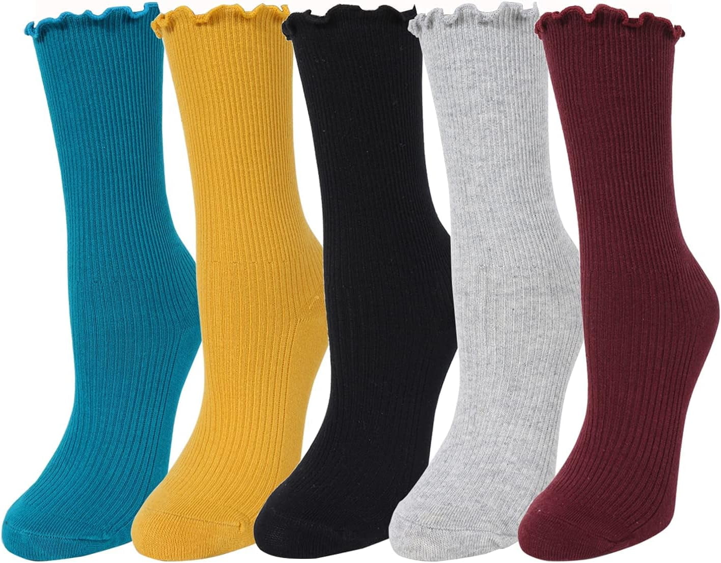 CHUNTIAN Sox Womens Ruffle Socks Cute Fancy Crew Socks Frilly Dress ...