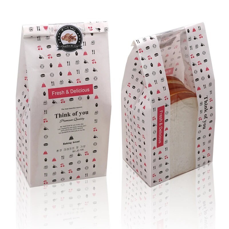 CHUNTIAN StoBag 50pcs 250g Wholesale Kraft Paper Toast Bread Packaging ...