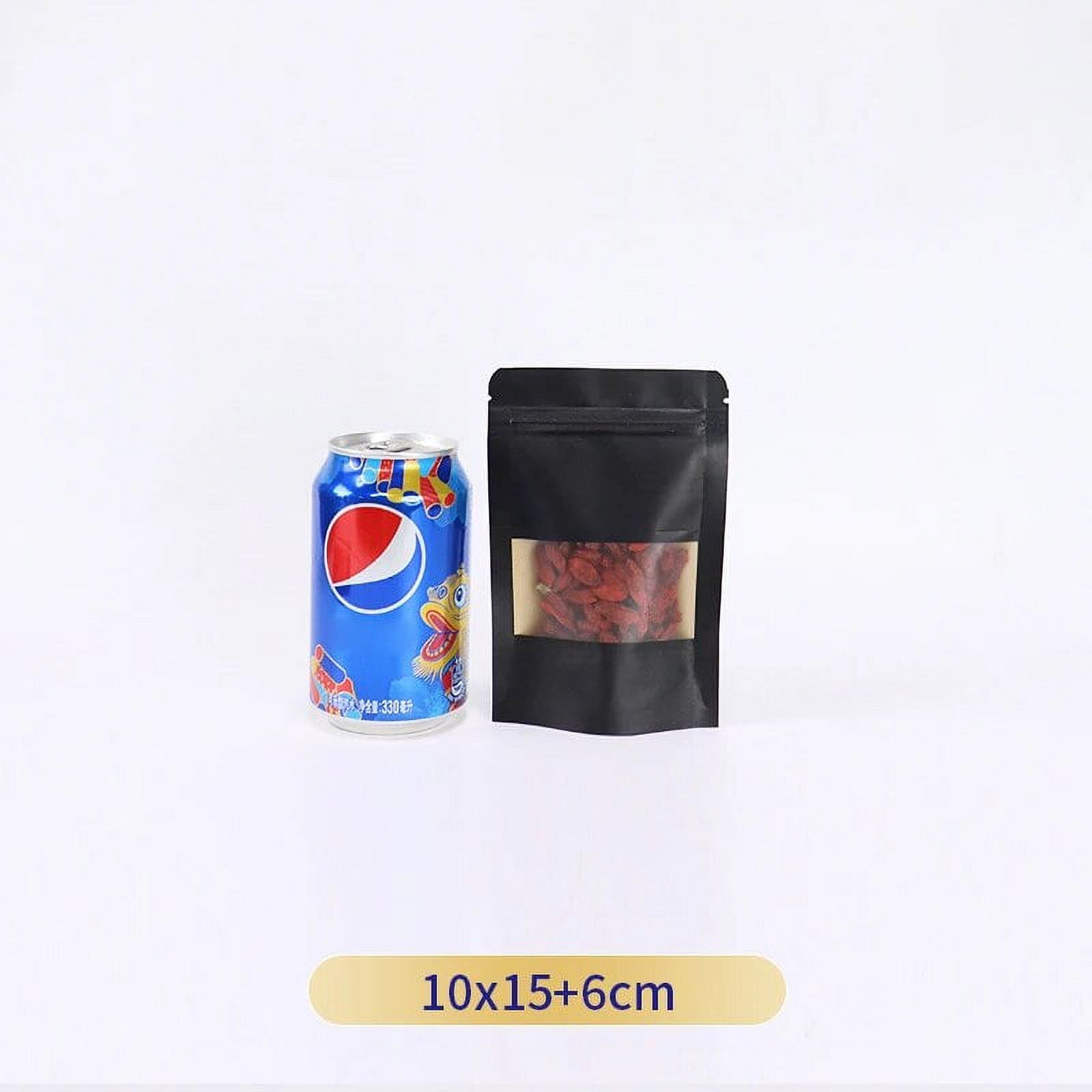 CHUNTIAN StoBag 50pcs Black Kraft Paper Food Ziplock Bags Window Stand Up Sealed for Tea Nuts ...