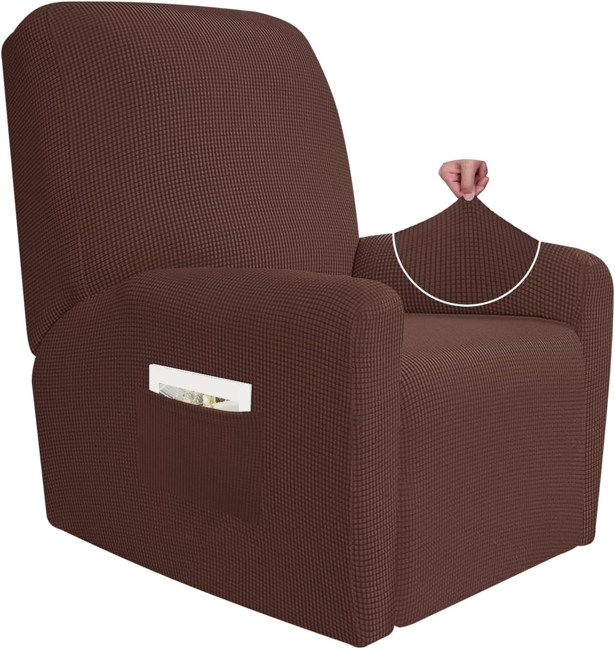 CHUNTIAN Super Stretch Recliner Chair Covers 4 Pieces Sofa Slipcover for Reclining Chair Spandex ...