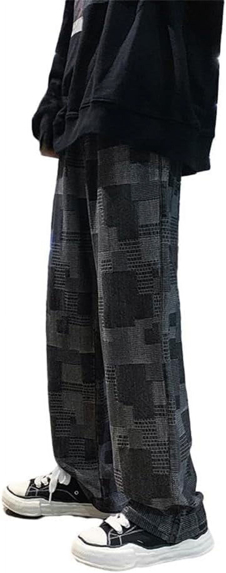 CHUNTIAN Vintage Checkerboard Denim Pants Y2K Grunge Cltohes Streetwear ...