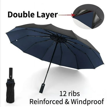 All-Weather Elite Series 60 Inch Navy and White Auto Open Golf Umbrella ...