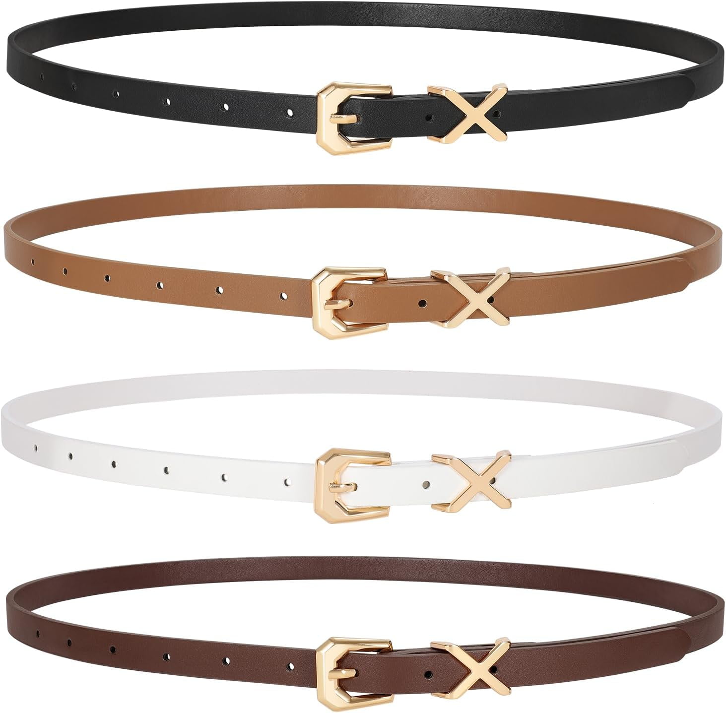 CHUNTIAN Women Skinny Leather Belt for Pants Jeans Ladies Thin Waist ...