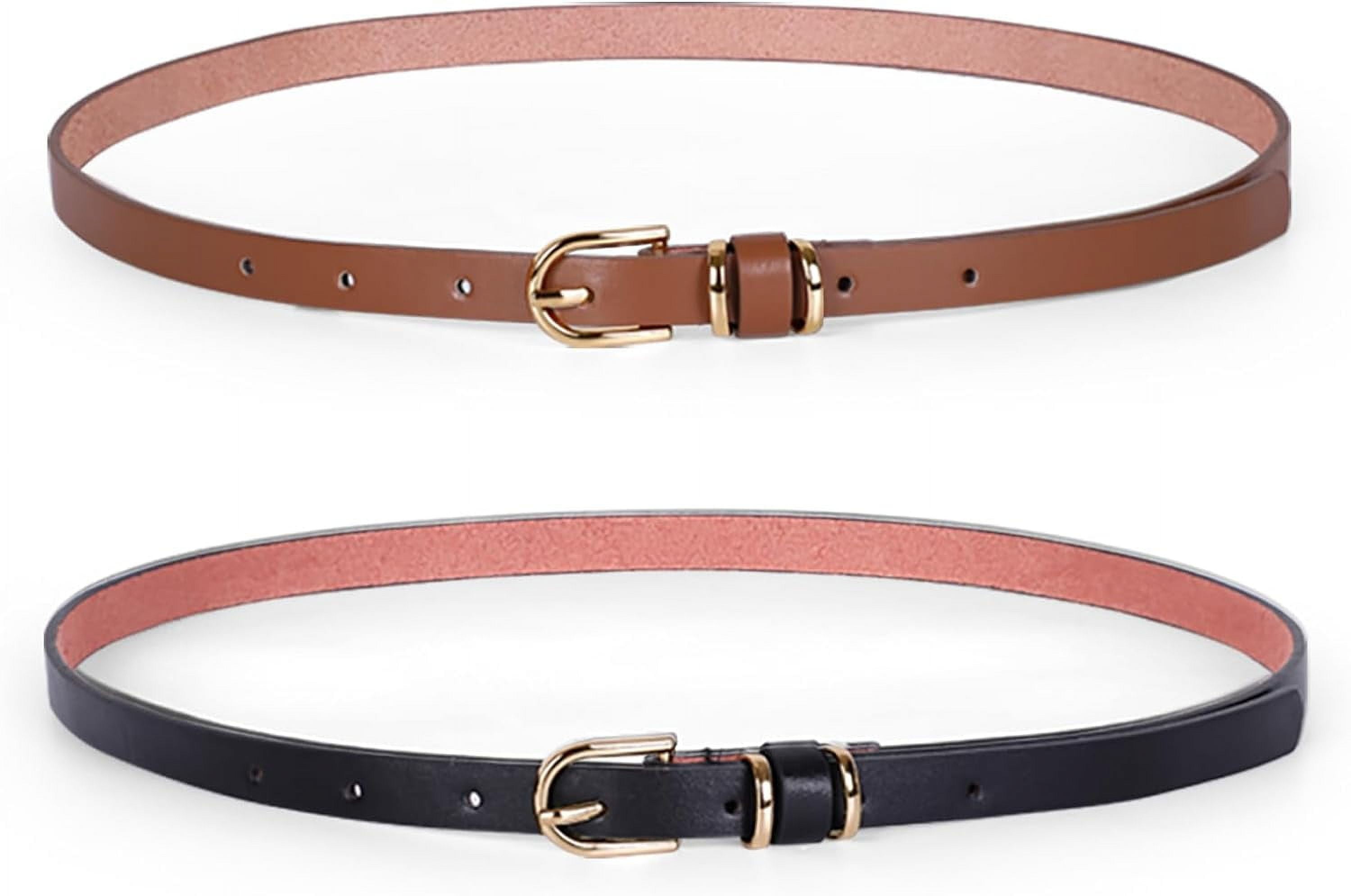 CHUNTIAN Women's Skinny PU Leather Belt Solid Color Fashion Thin Waist ...