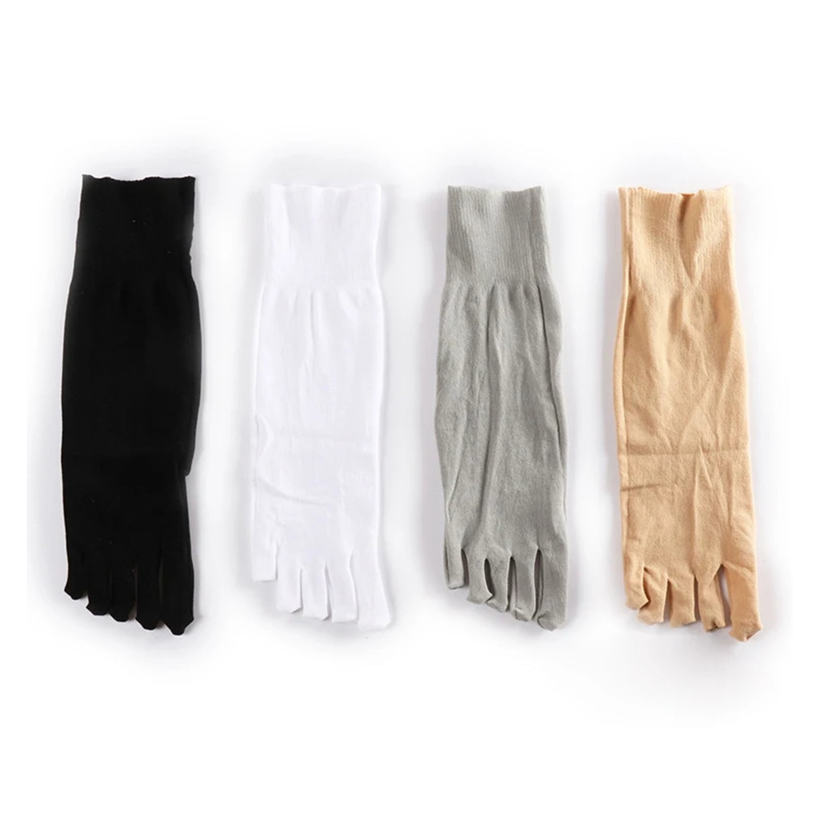 CHUNYAN 5 Pairs Women Men Nylon Toe Socks Solid Black White Ladies ...