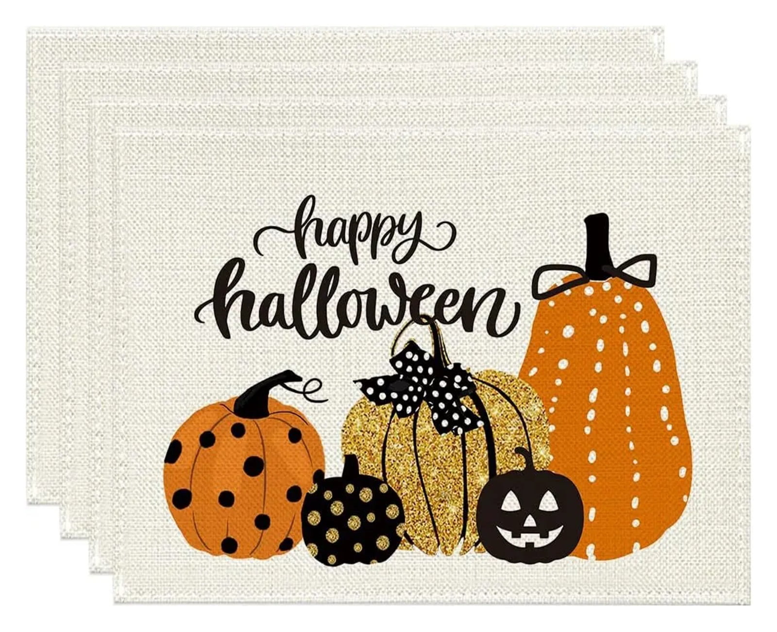 CHUNYAN Halloween Placemats Set of 4,Pink Ghost,Spider Web,Moon,Bat ...