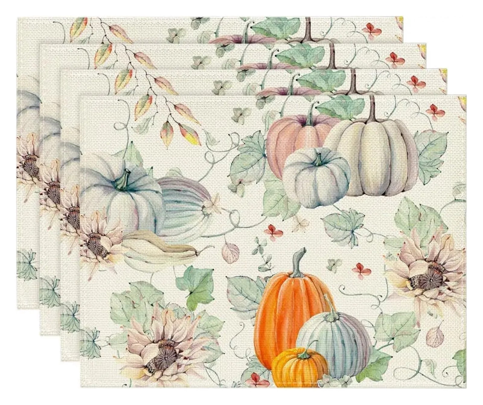 CHUNYAN Hello Fall Pumpkin Placemats Set of 4,12x18 Inch,Thanksgiving ...
