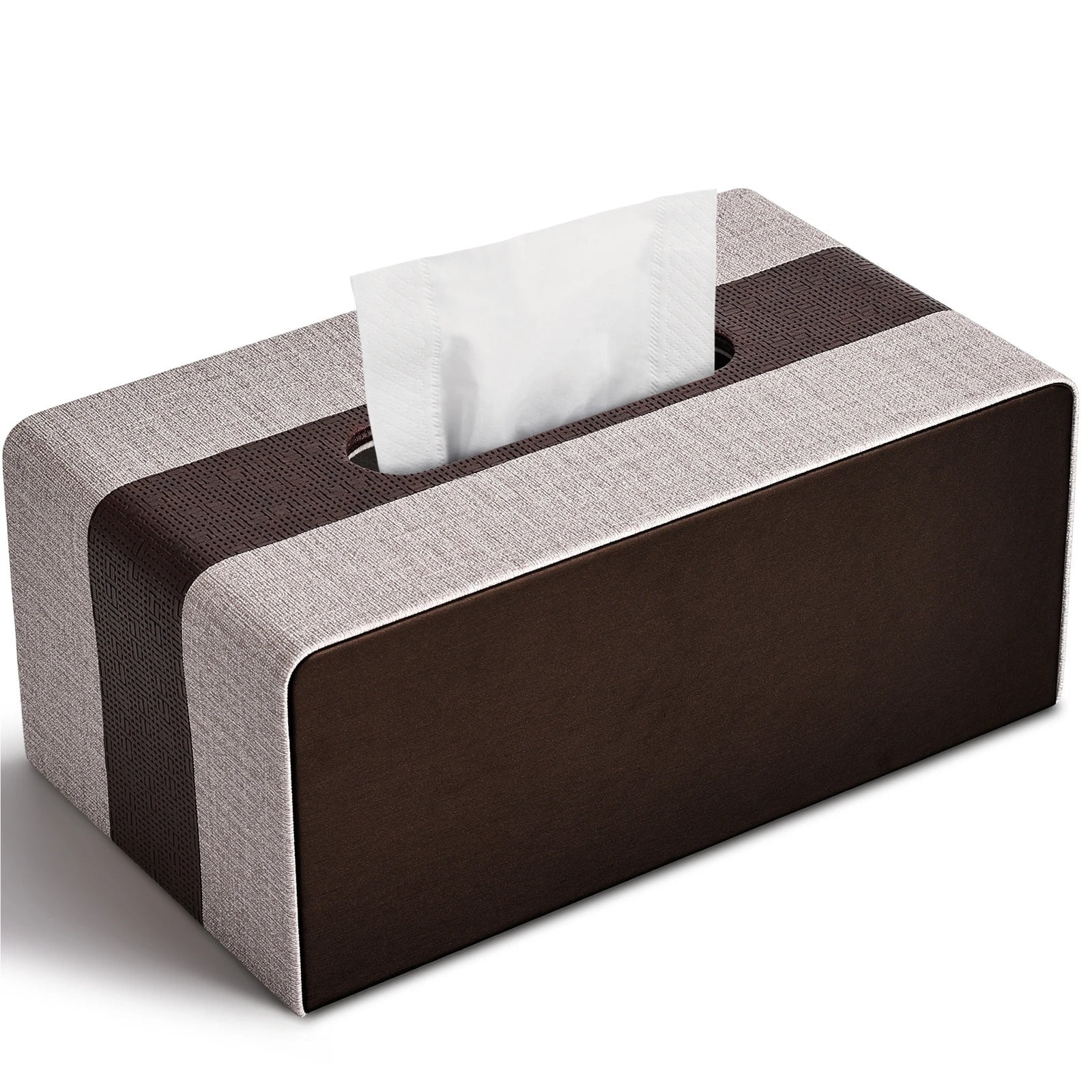 CHUNYAN Luxury tissue box PU leather color splicing Napkin dispenser ...
