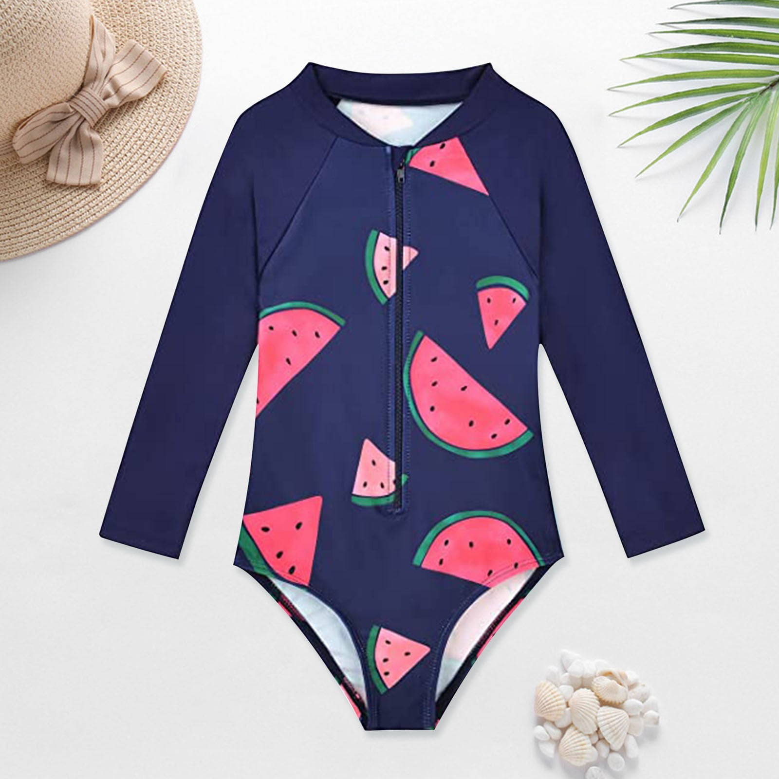 CHUOU Baby And Toddler Girls Swimsuit Rash Guard Long Sleeve 1 Piece ...