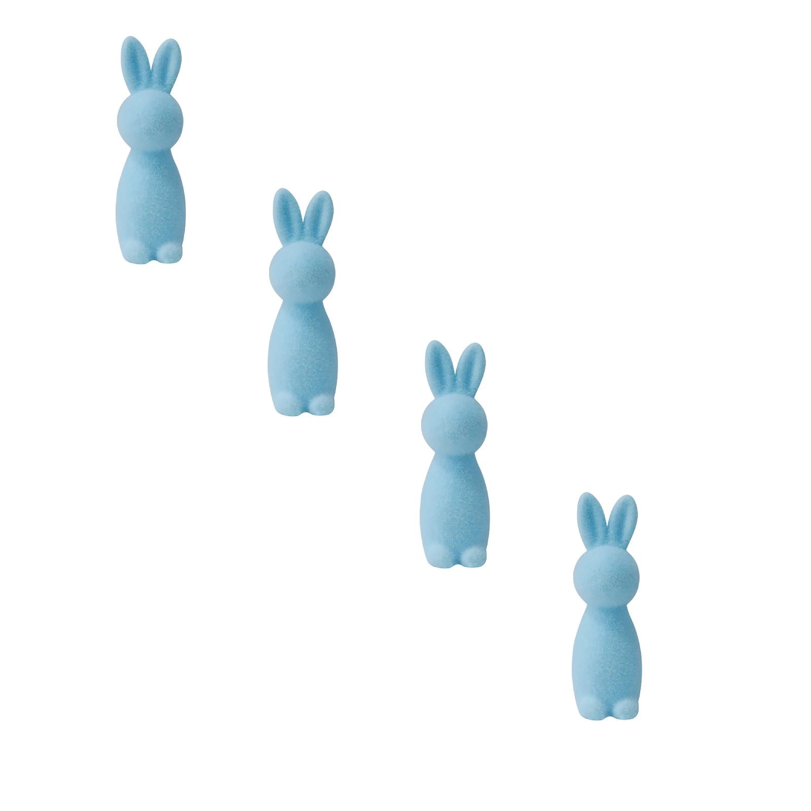 CHUOU Easter Flocked Bunny Decor, Blue, 7.48 Inch, 4PCS,the Fun Way For ...