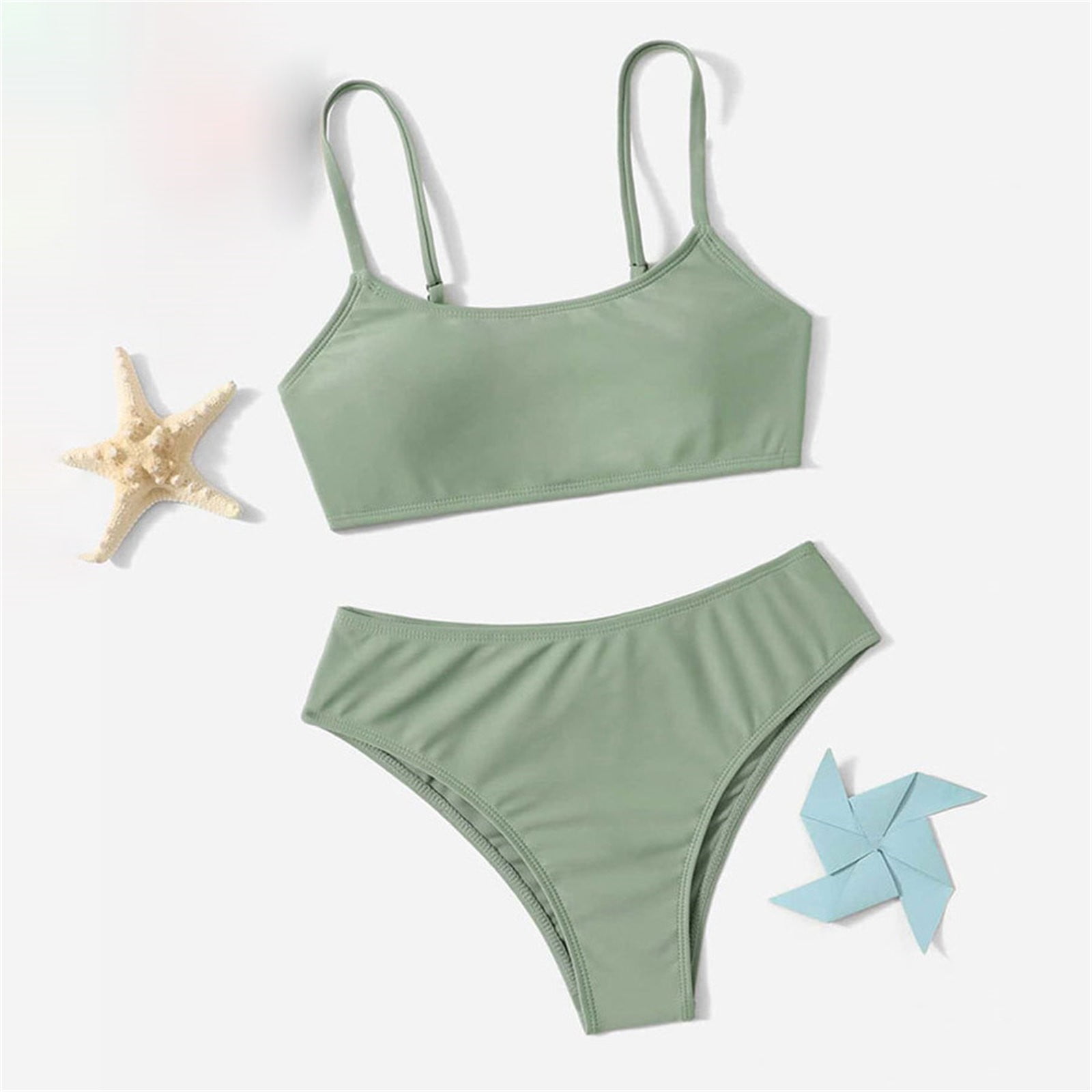 CHUOU Girl's Two Piece Swimsuit Sport High Waist Bikini Set Bathing ...