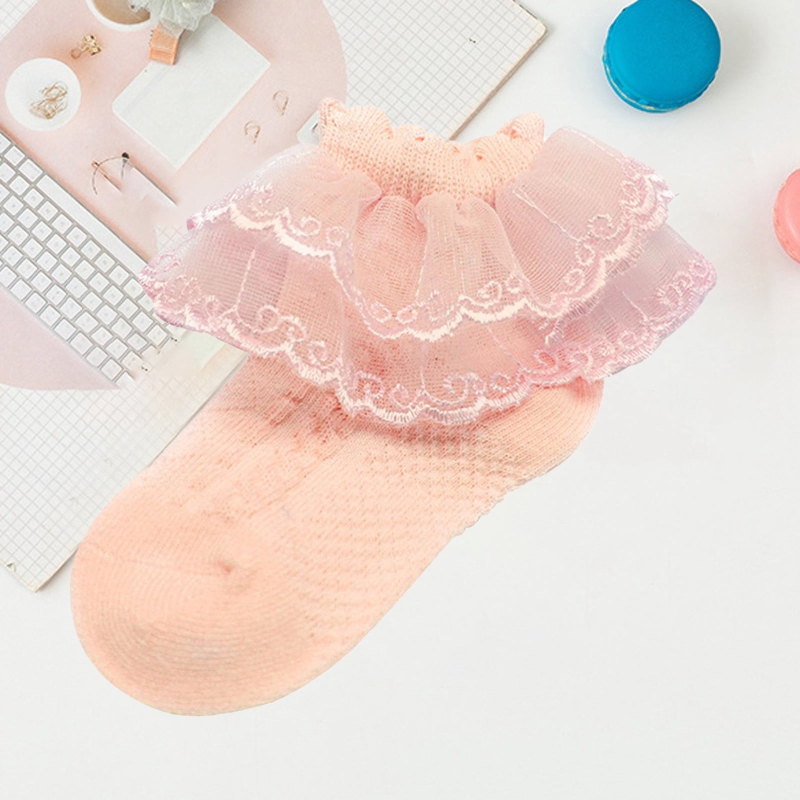 CHUOU Girls Ankle Socks Lace Ruffle Anklet Socks Cup Lace Socks For 1-2 ...