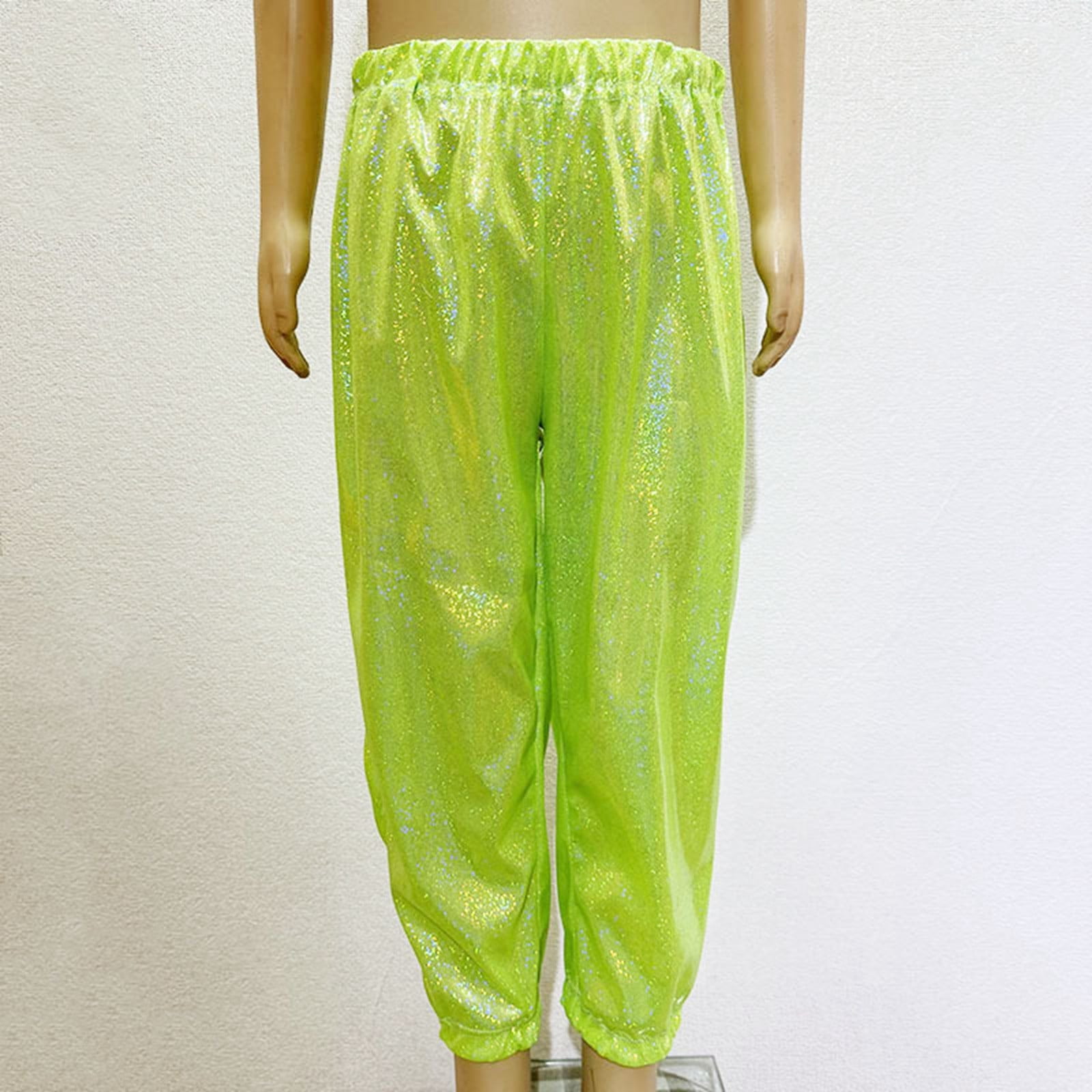 CHUOU Kids Girls Boys Sparkly Metallic Harem Dance Pants Loose Fit For ...