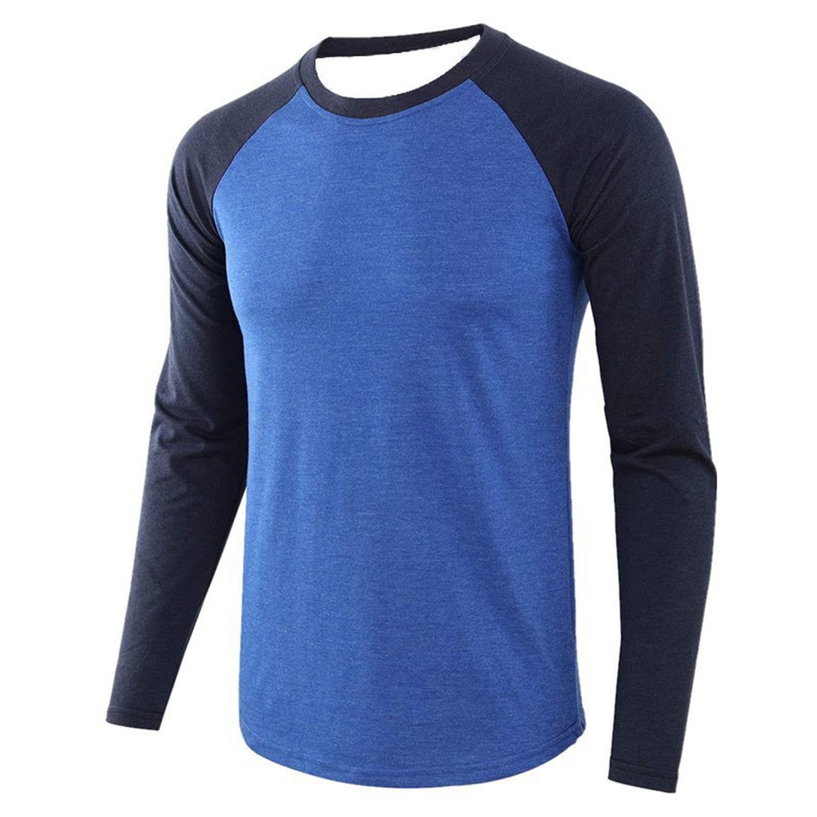 CHUOU Men's Casual Sports Crew Neck Color Matching Long Sleeved T Shirt ...