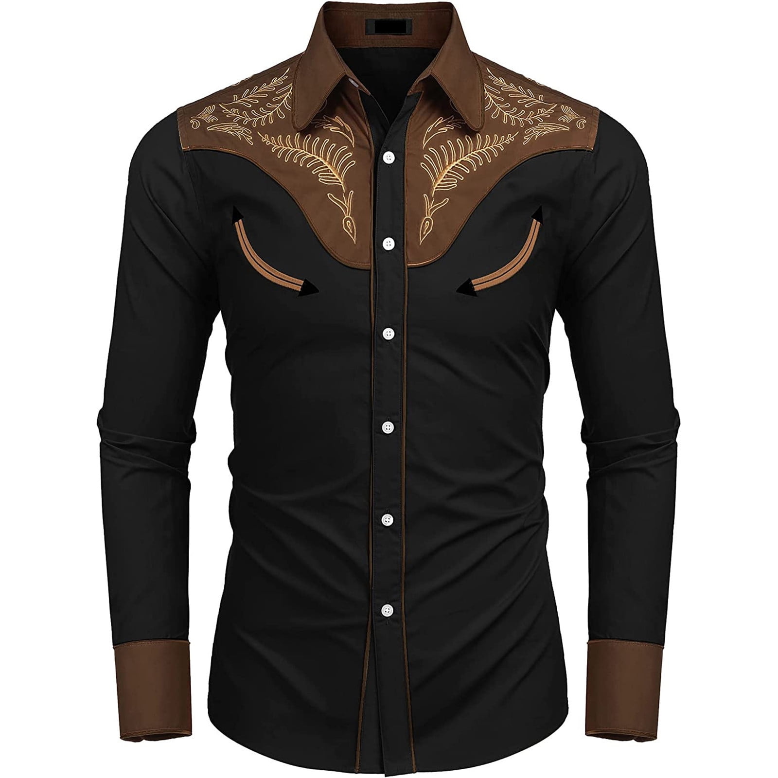 CHUOU Men's Fashion Western Style Print Loose Personality Long Sleeved ...