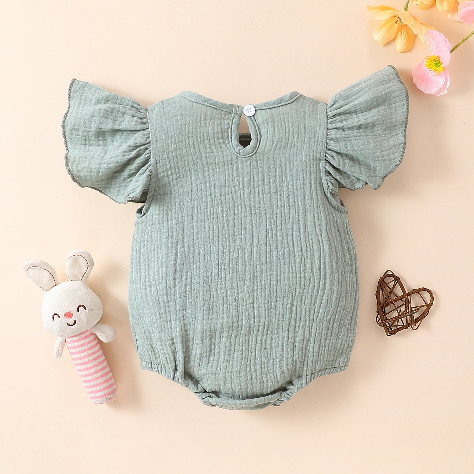 CHUOU Newborn Baby Rompers Girls Jumpsuits Infant Ruffles Bodysuits ...