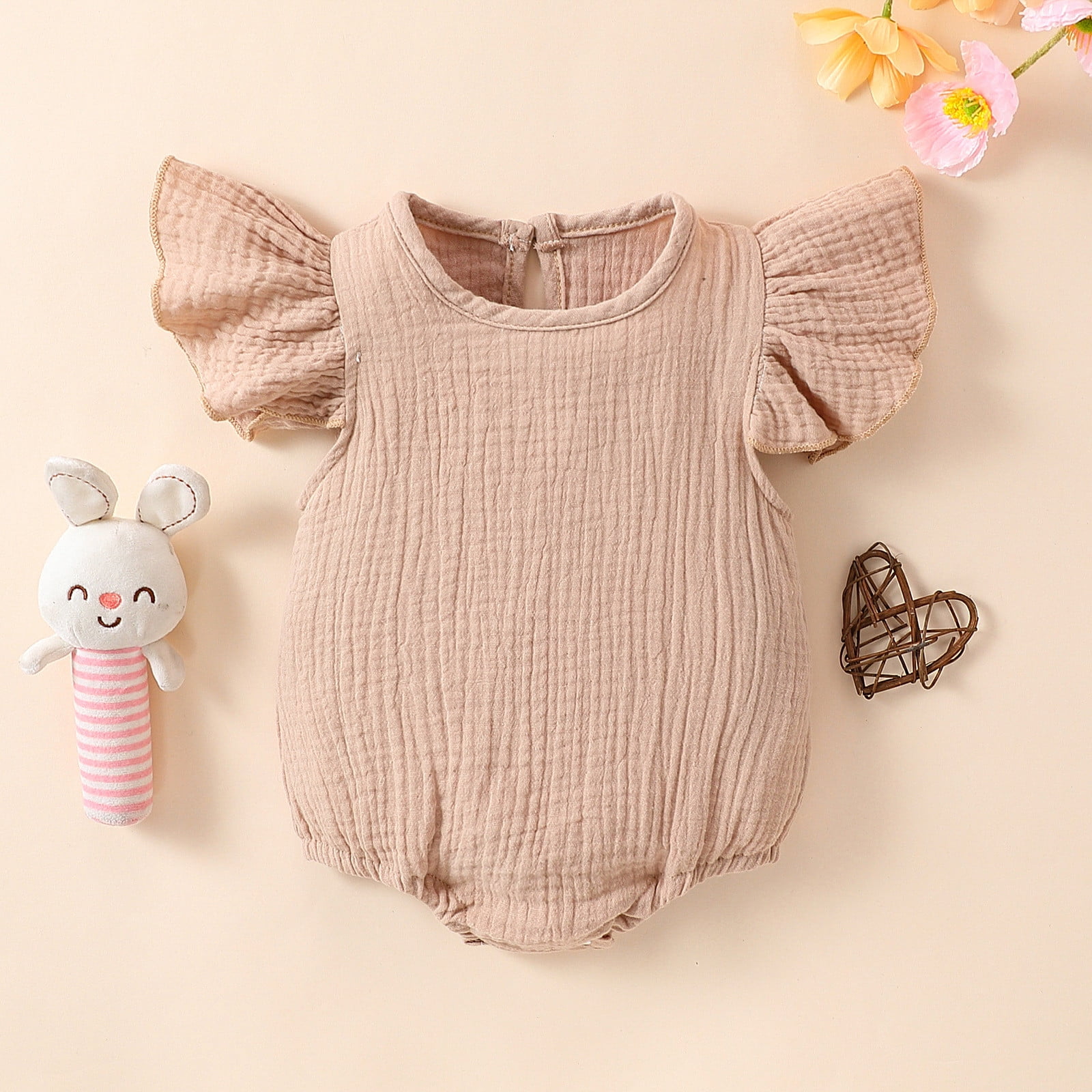 CHUOU Newborn Baby Rompers Girls Jumpsuits Infant Ruffles Bodysuits ...