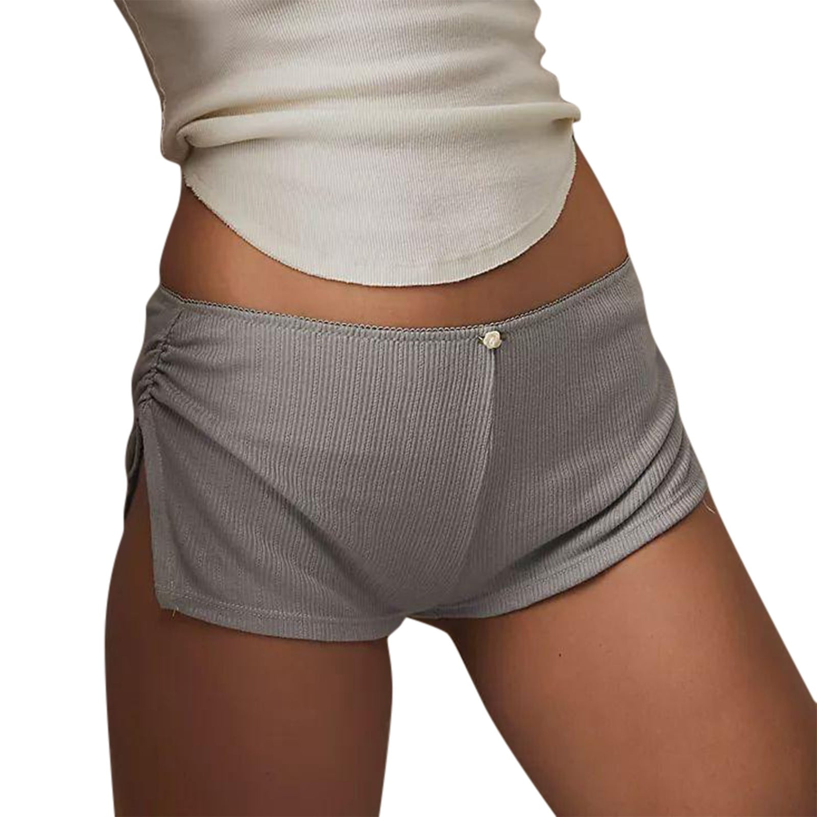 CHUOU Sexy Micro Shorts For Women Low Waist Side Slit Mini Boy Shorts Slim Pajamas Shorts ...