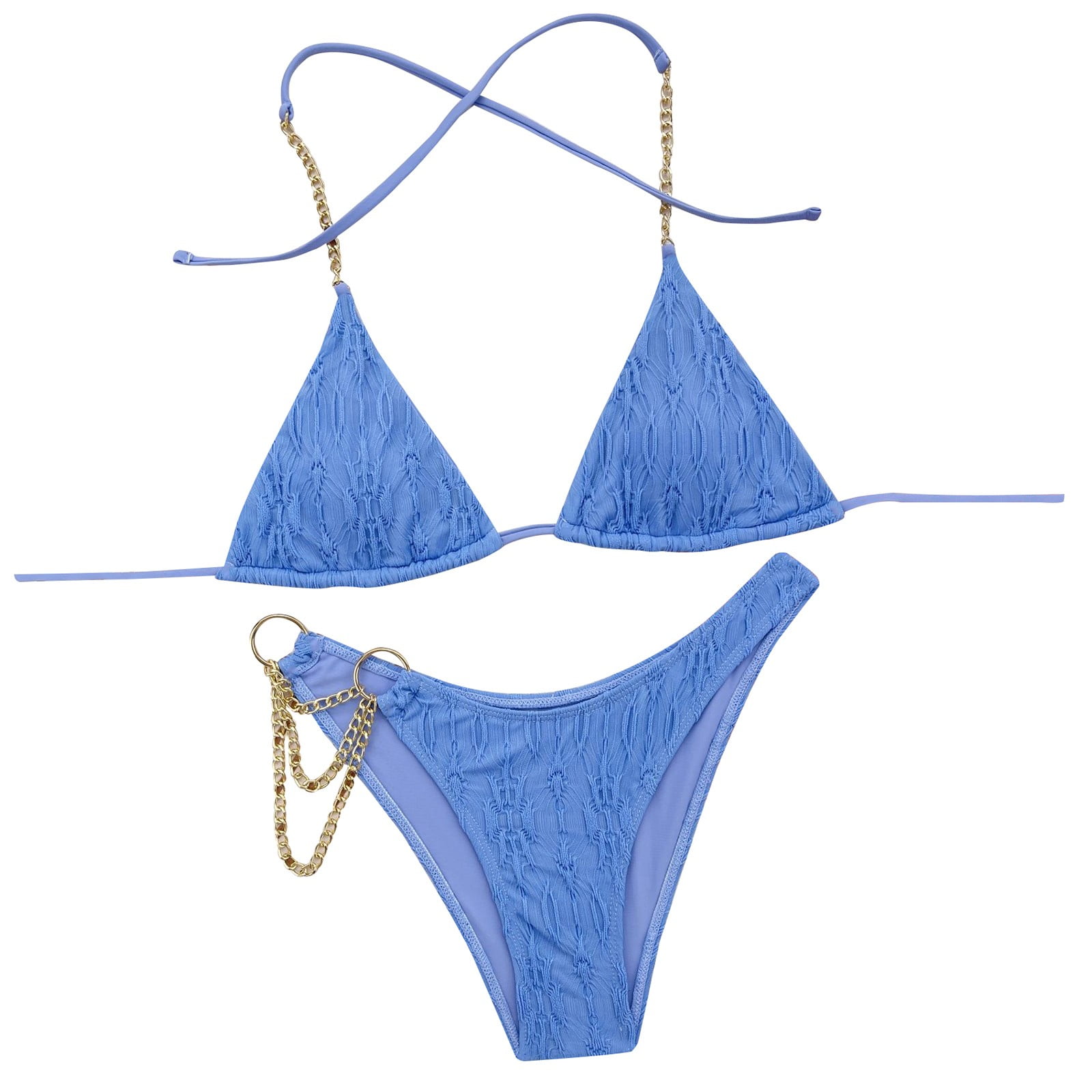 Chuou Summer Ladies Sexy Two Piece Swimsuit Solid Color Bikini Beach