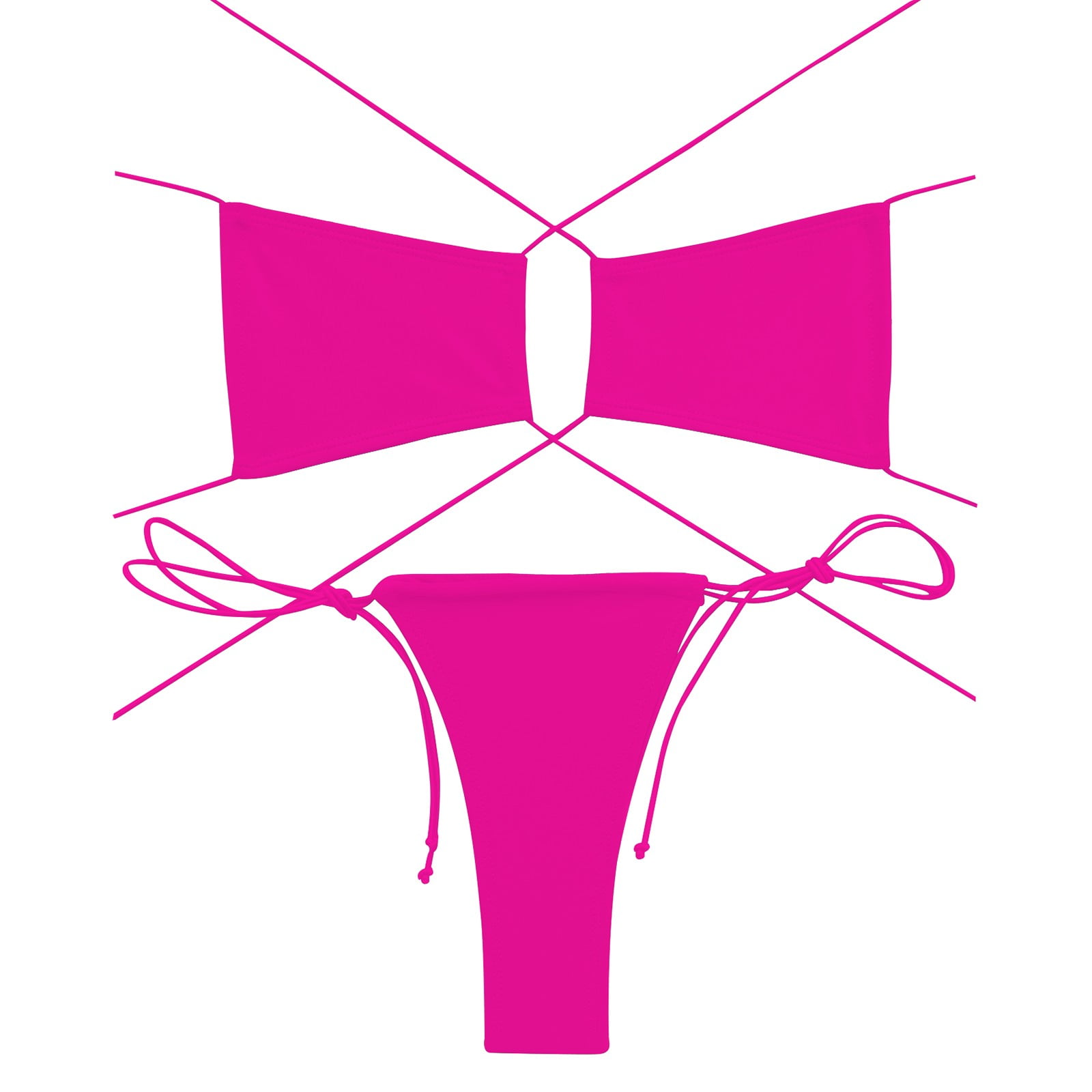 Chuou Summer Ladies Two Piece Swimsuit Solid Color Bikini Beach