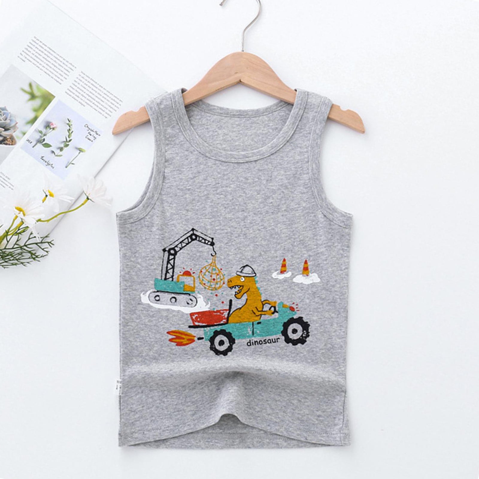 CHUOU Toddler Boys Cotton Cartoon Prints Summer Tank Tops, Sizes 18M ...