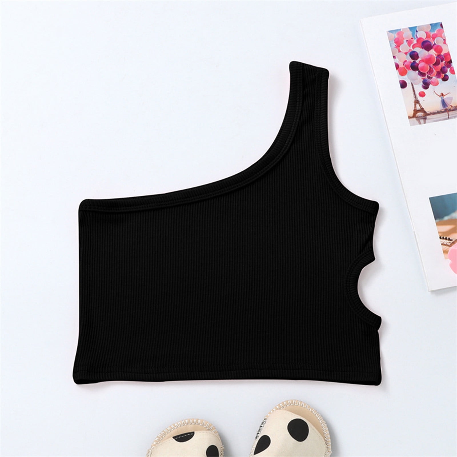 CHUOU Toddler Kids Girls Dance Tank Top One Shoulder Racerback Crop ...
