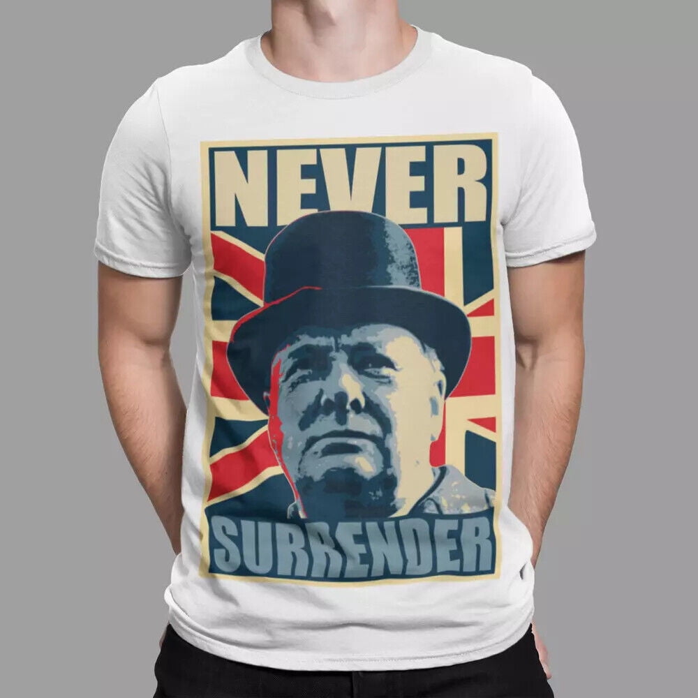 CHURCHILL NEVER SURRENDER T-SHIRT LIVES MATTER HISTORY TEE GIFT RETRO WAR - Walmart.com