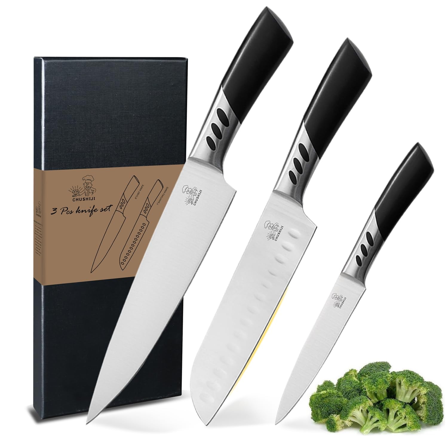 CHUSHIJI 3PCS kitchen knife set,kitchen knives,high carbon Stainless ...