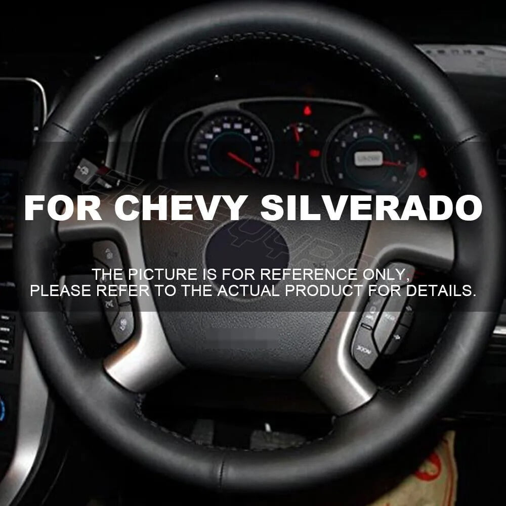CHUSYYRAY 15" Steering Wheel Cover Genuine Leather for Chevy Silverado ...
