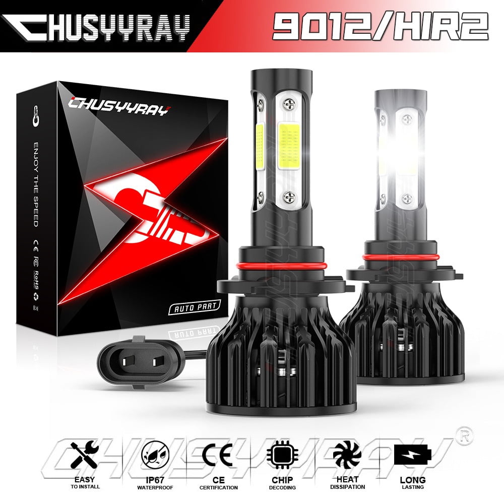 CHUSYYRAY 4-Sides 9012 HIR2 LED Headlight Bulbs Kit High Low Beam Super ...