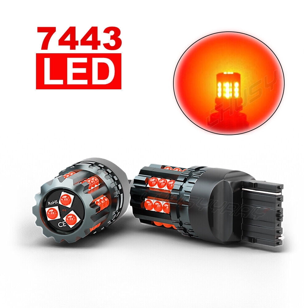 CHUSYYRAY 7443 7440 LED RED Strobe Flash Brake Stop Tail Parking Light ...