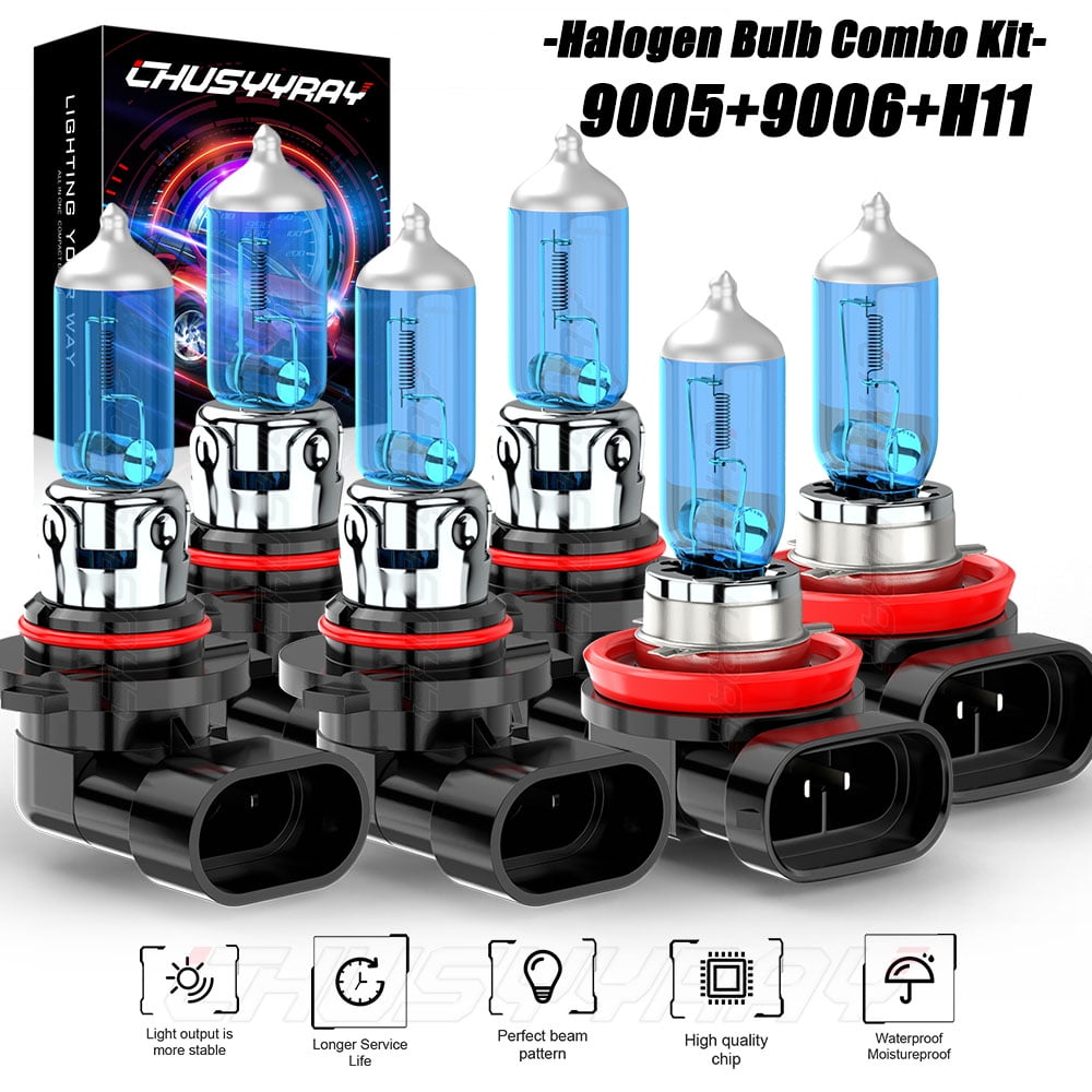 CHUSYYRAY 9005+9006+H11 Halogen Headlight High Low Beam Fog Light Bulbs ...