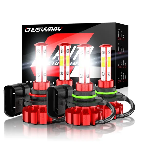CHUSYYRAY 9005 & 9006 LED Headlight Bulbs Hi/Lo Beam 4-Pc Set For Dodge ...
