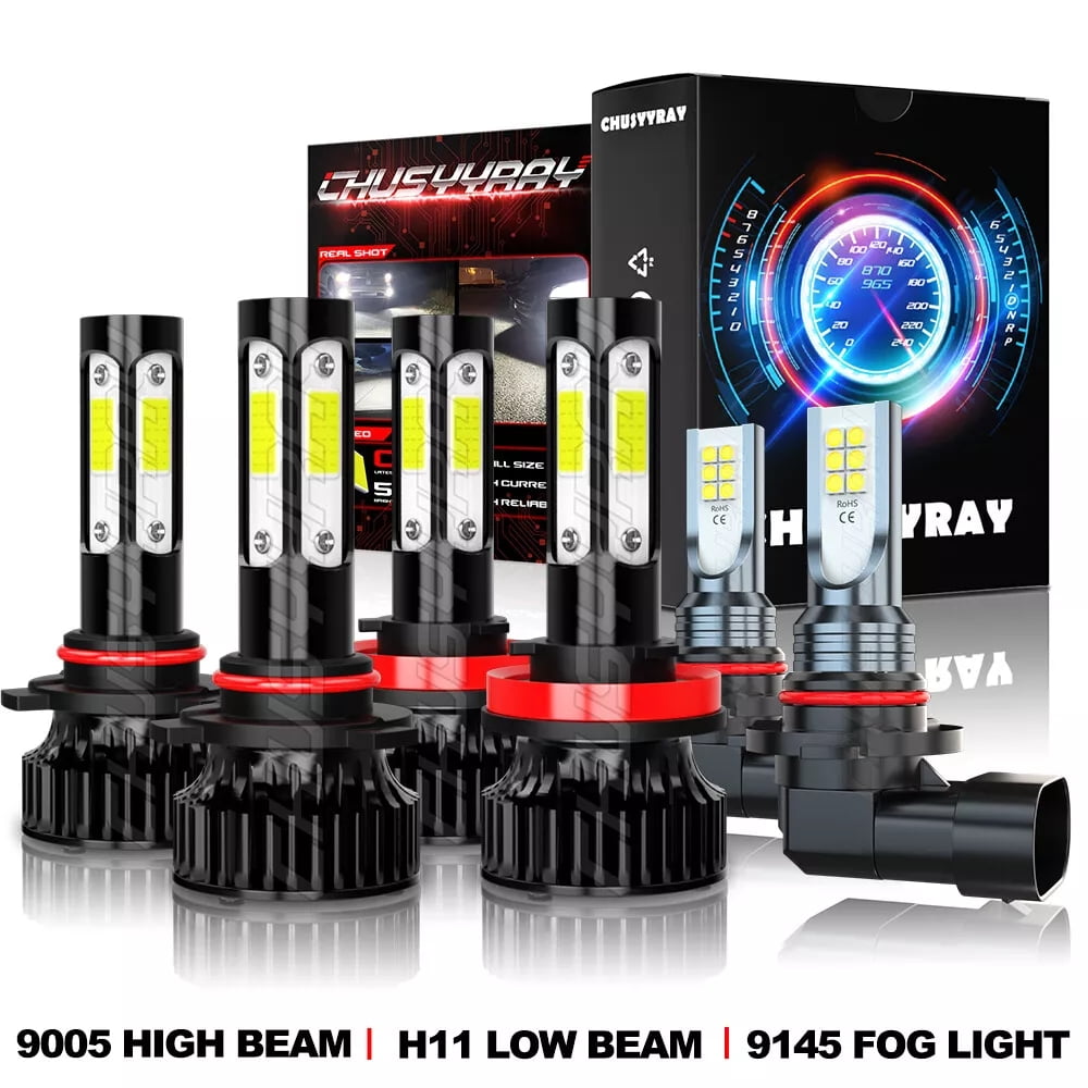 CHUSYYRAY 9005 H11 9145 LED Headlight Hi-Lo Beam Fog Light Bulbs Kit ...