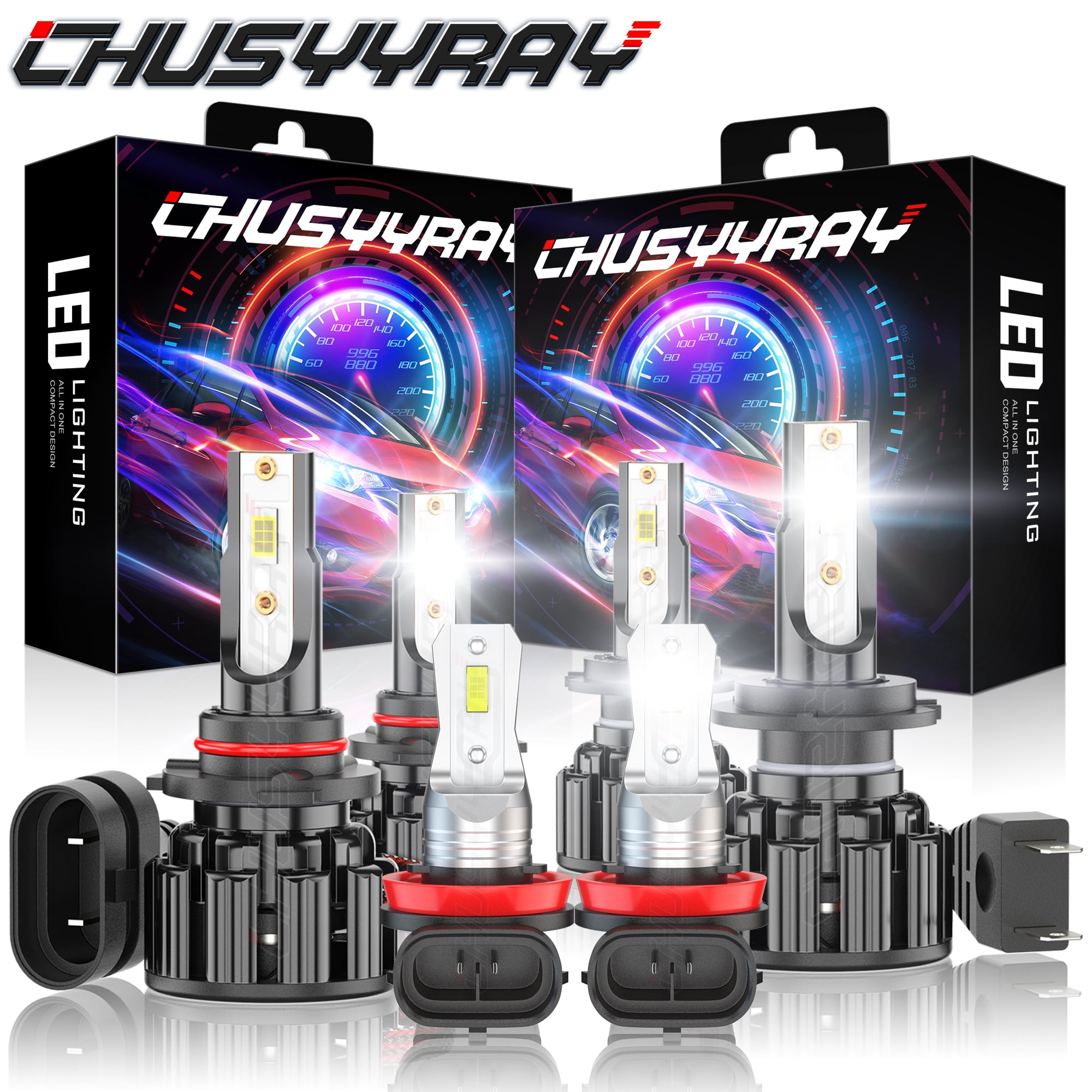 CHUSYYRAY 9005+H7+H11 LED Headlight Bulbs High&Low Beam Fog Light Bulbs ...