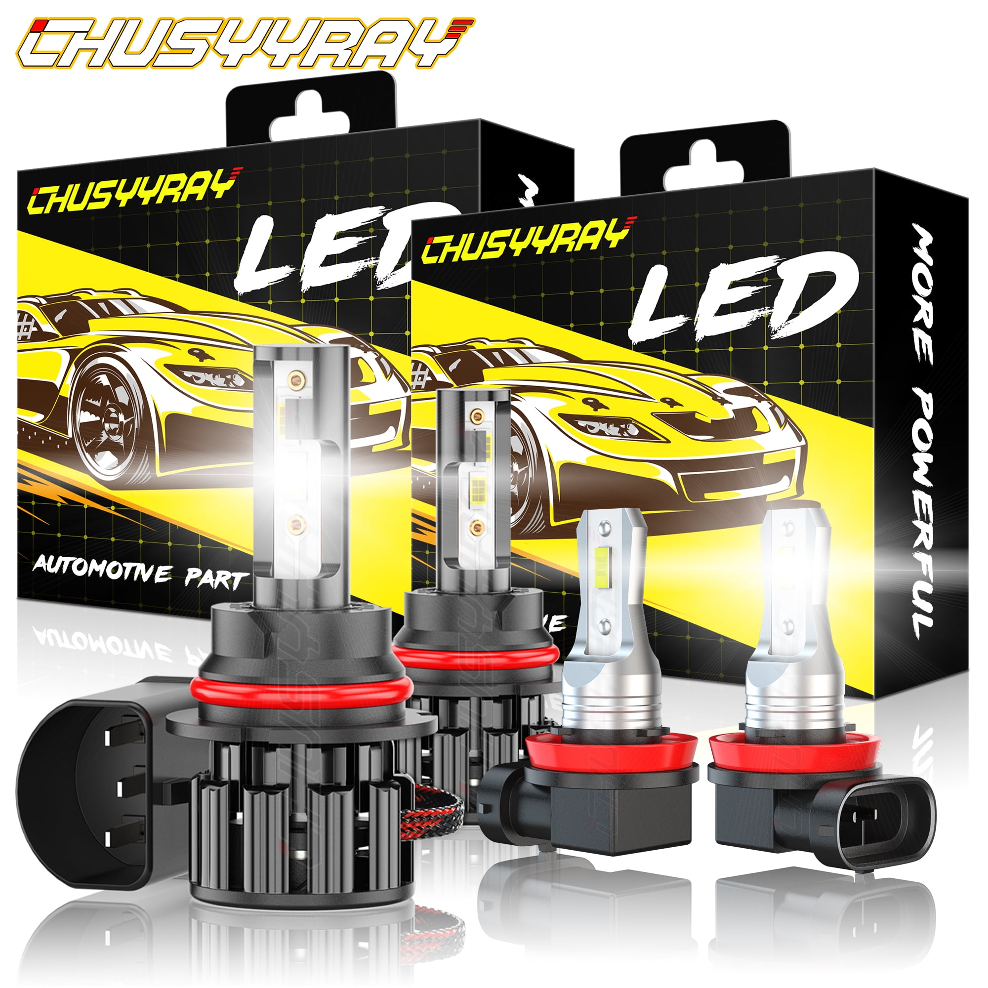 CHUSYYRAY 9007&H11 LED Headlight Bulbs Bright White High/Low & Fog ...