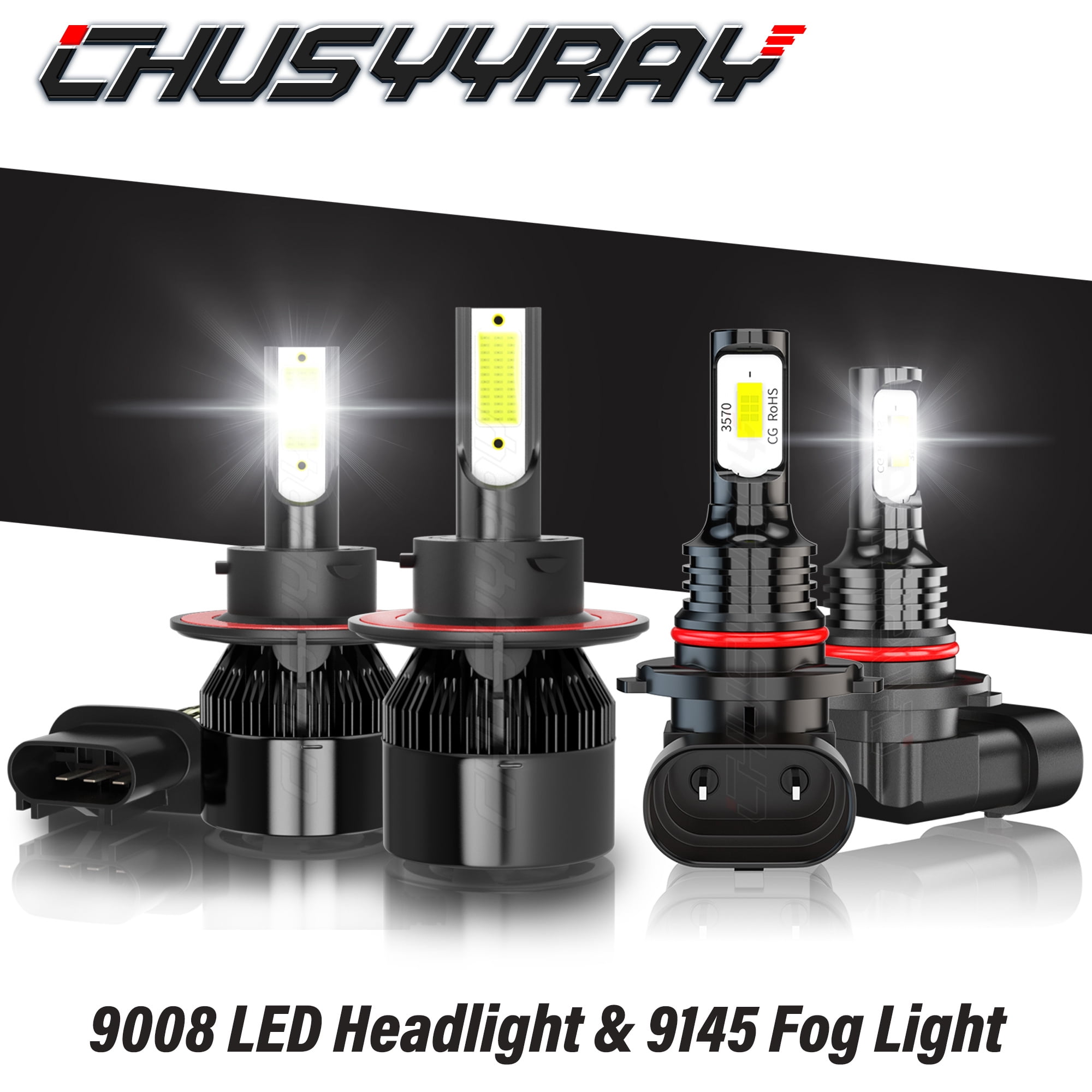 CHUSYYRAY 9008 9145 LED Headlight Dual Beam Fog Light Bulbs Upgrade Kit ...