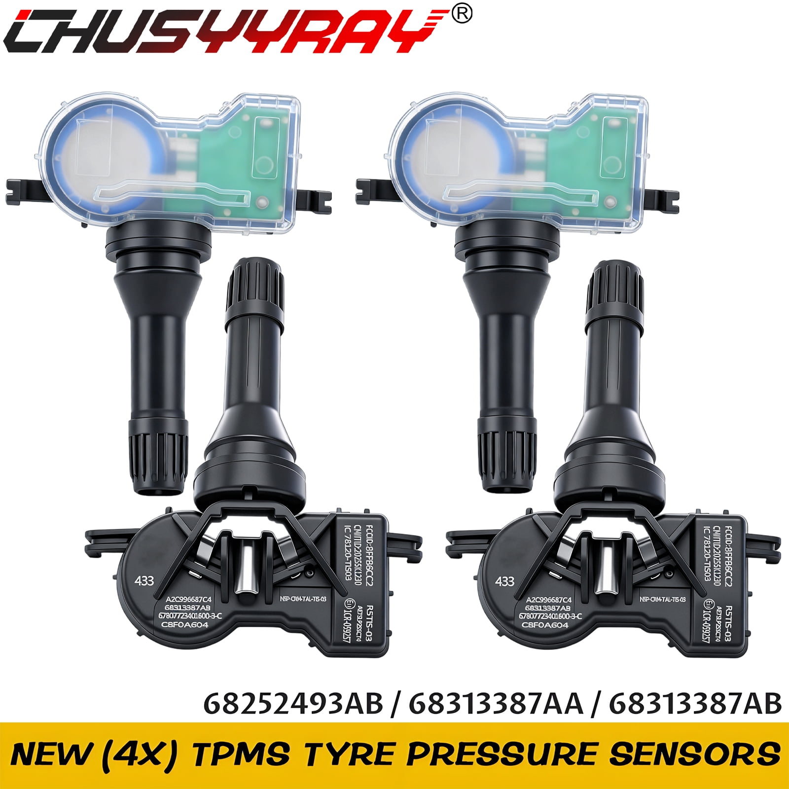 CHUSYYRAY Car Tire Pressure Monitoring Sensor 68313387AB TPMS 433MHz ...
