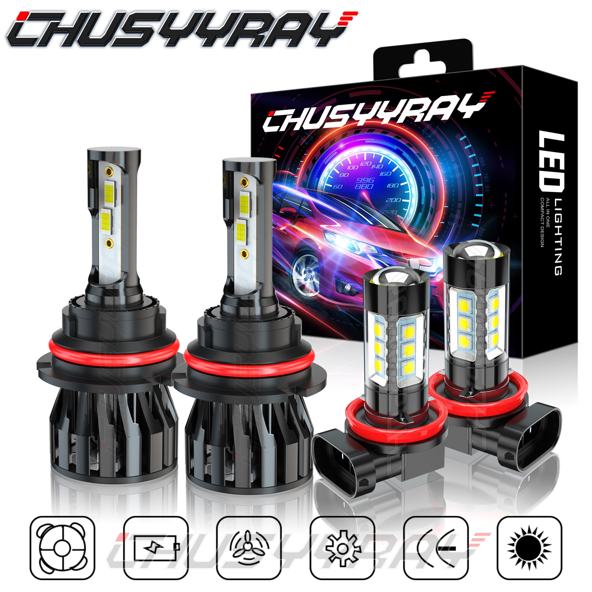 CHUSYYRAY For Mitsubishi Endeavor 2006-2011 9007 LED Headlights + H8 ...