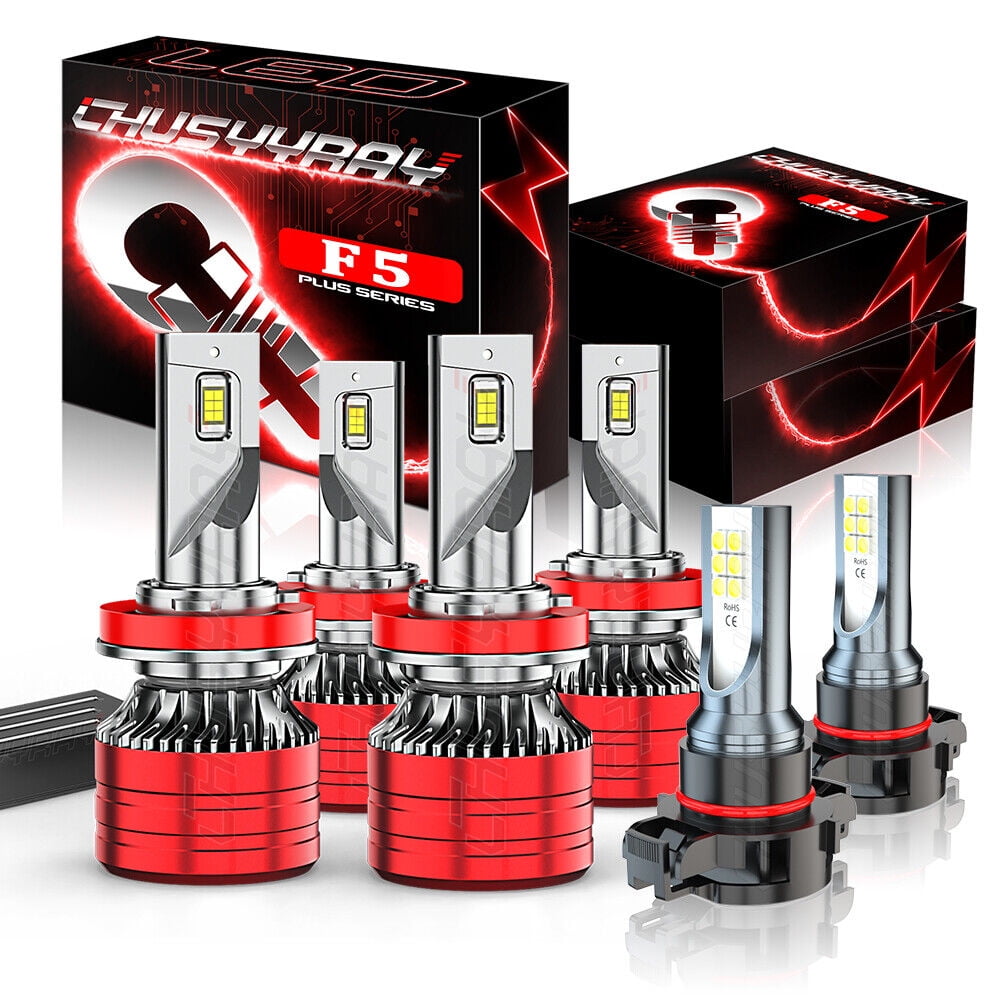 CHUSYYRAY H9 H11 LED Headlight Bulbs High+Low Beam + H16/5202 Fog Light Bulbs Kit，Pack of 6 ...