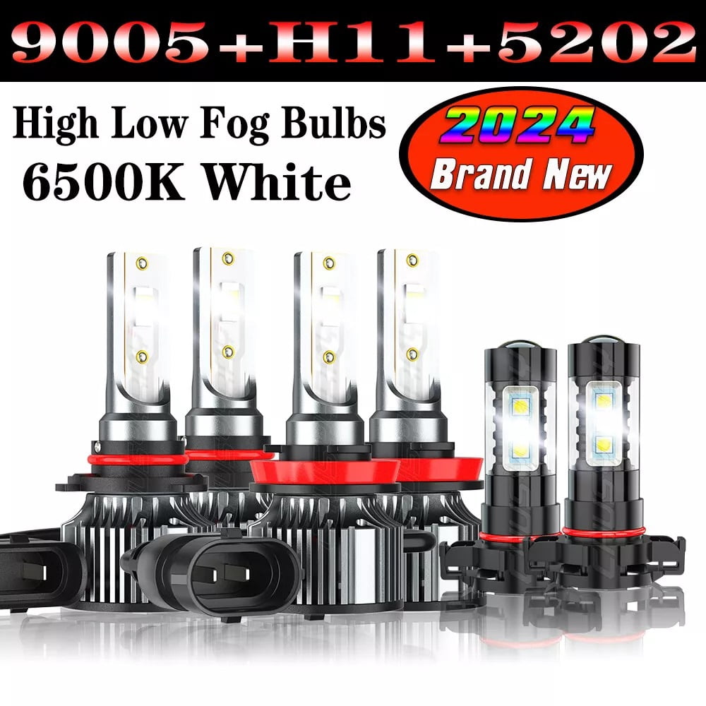 CHUSYYRAY LED Headlight 9005 High Beam H11 Low Beam + 5202 Fog Light ...